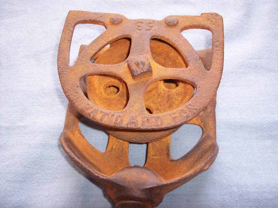 VTG Ornate Cast Iron Industrial Barn Pulley Antique Rustic Snatch Block ...