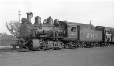 AT&SF Santa Fe Railroad locomotive engine No. 2014 type 0-6-0 OLD TRAIN ...
