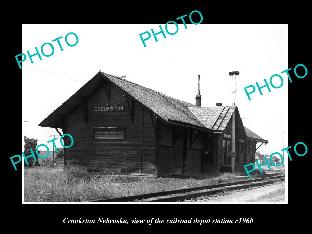 OLD 8x6 HISTORIC PHOTO OF CROOKSTON NEBRASKA THE RAILROAD DEPOT STATION ...