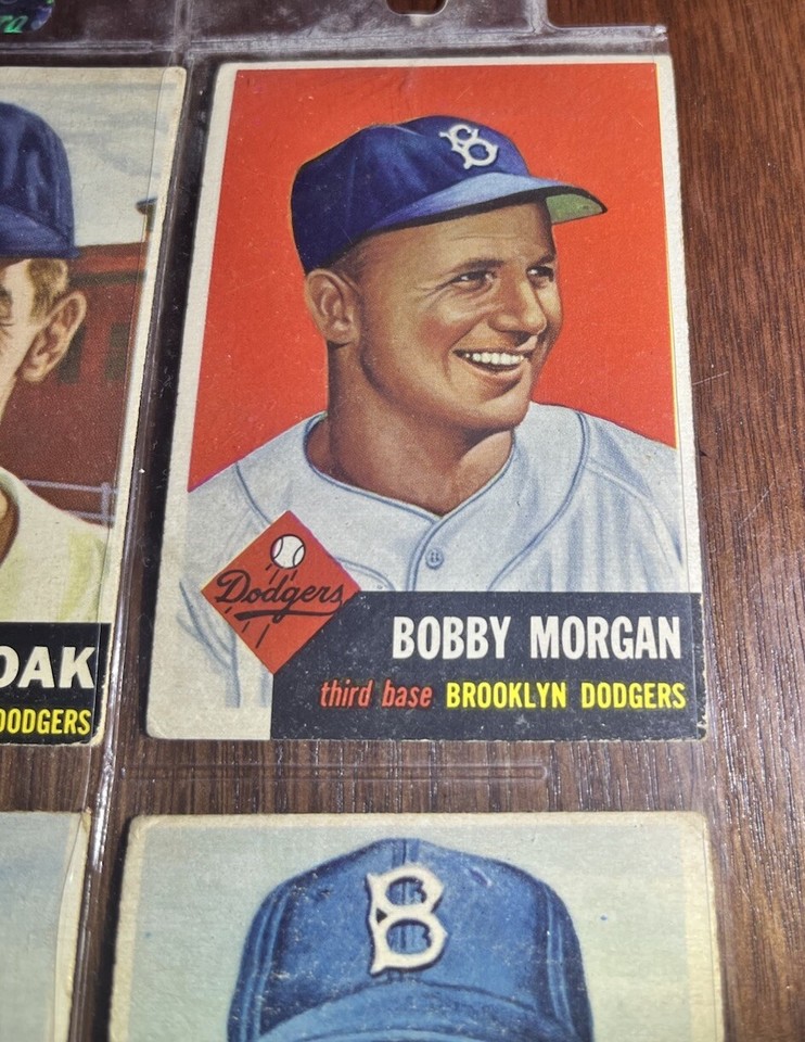 LOT OF 4 1953 BROOKLYN DODGERS TOPPS BASEBALL CARDS-Hoak/Morgan/Walker ...