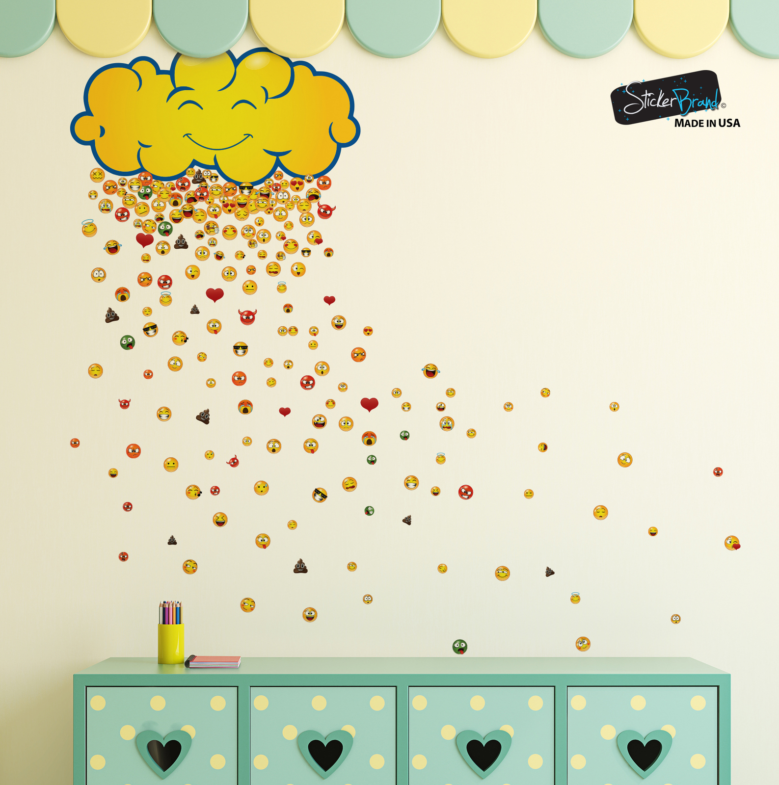 Happy Cloud Raining 200 Smiling Faces Graphic Decal #6093 | eBay