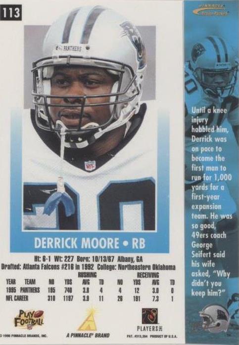 1996 Pinnacle Action Packed Derrick Moore #113 for sale | eBay