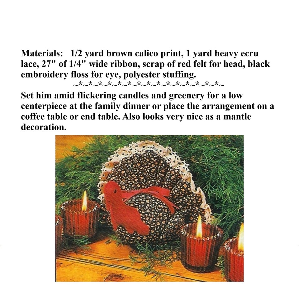 Thanksgiving Calico Turkey Sewing Pattern Nice Thanksgiving Table ...