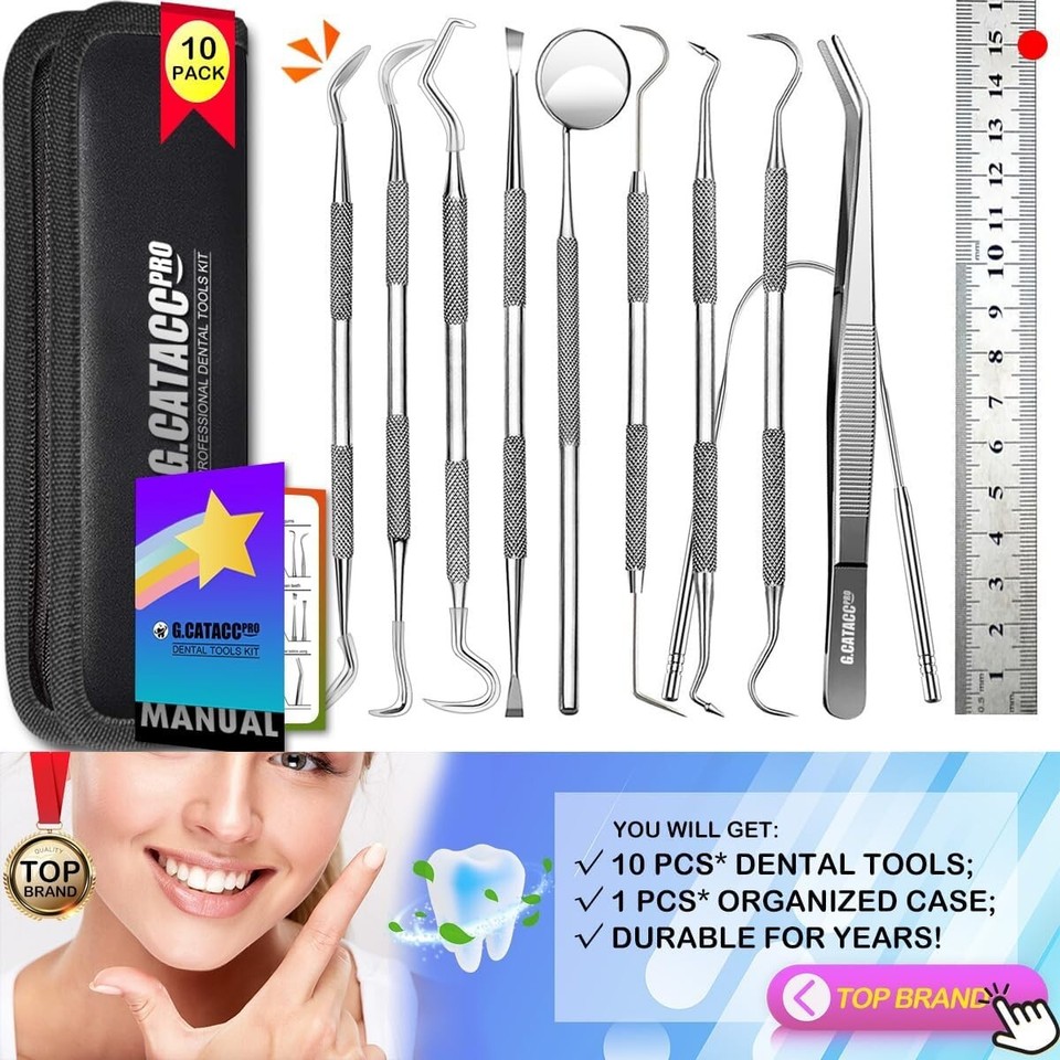Dental Tools, 10 Pack Professional Plaque Remover for Teeth Cleaning ...