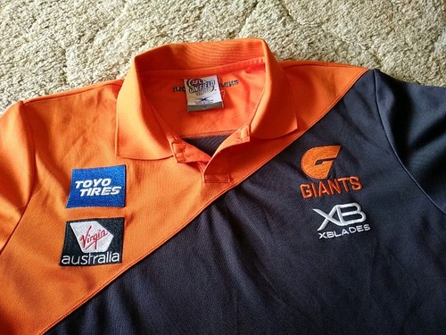 GWS GIANTS AFL PLAYERS ISSUE MEDIA POLO SHIRT (MENS MEDIUM) | eBay ...