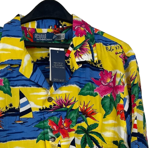 NEW Polo Ralph Lauren Hawaiian Shirt Mens XXL Viscose Floral Sailboats $168 | eBay