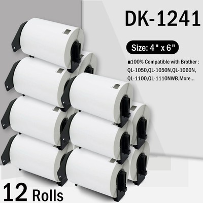 For Brother DK-1241 Die-Cut Large Shipping Label 4" x 6" 200Labels/Roll ...