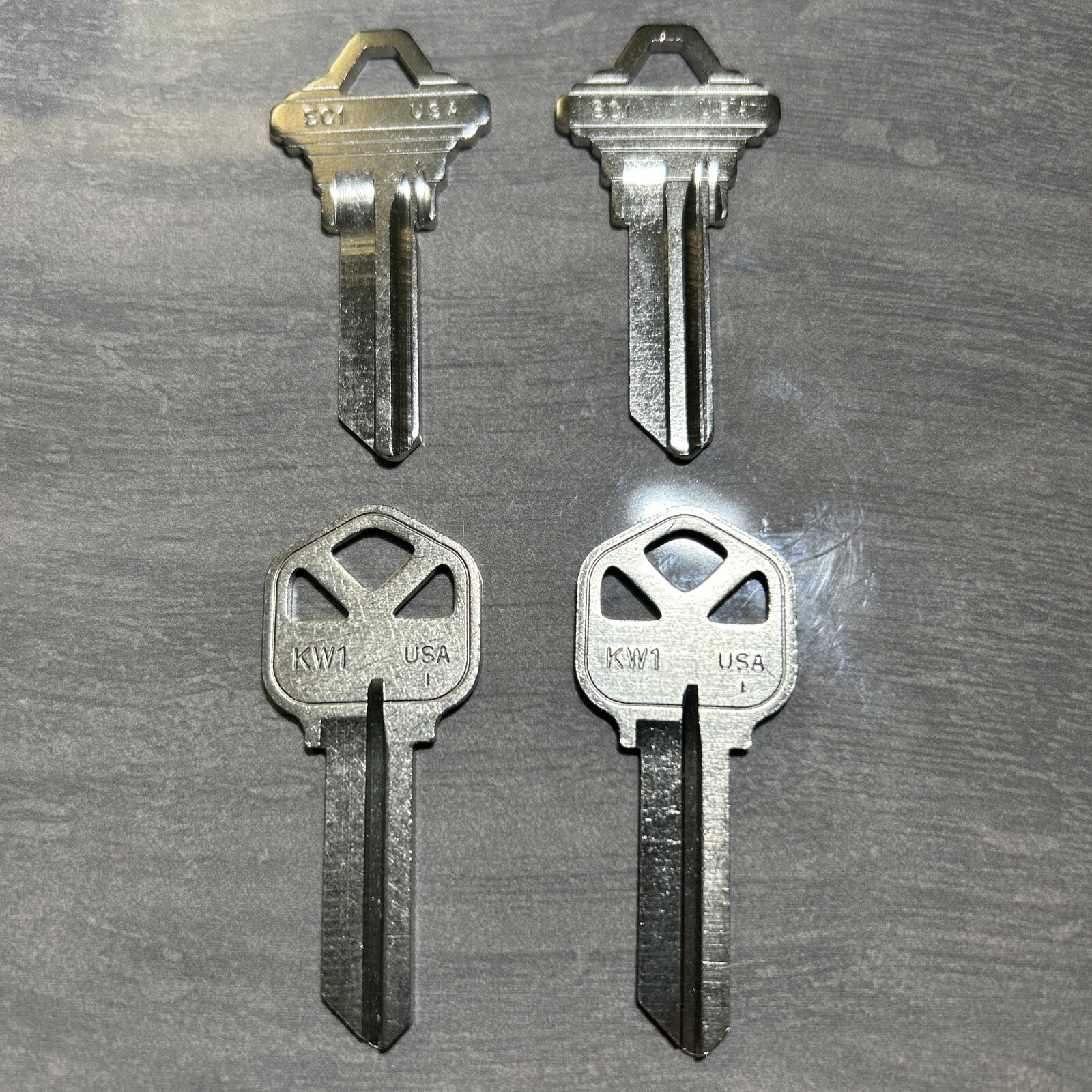 4 KWIKSET KW-1 & SCHLAGE SC-1 & KW-1 House Key Blanks NPLATE Maint Home ...