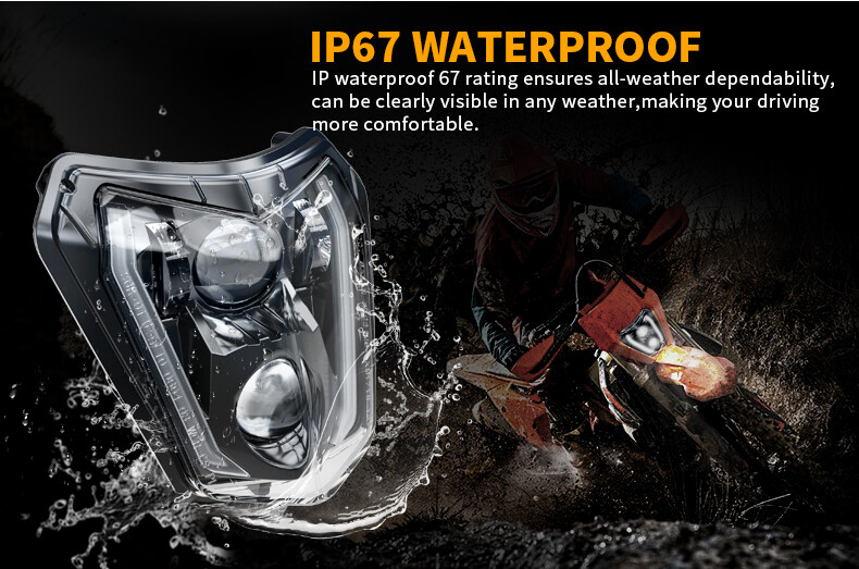 Dirt Bike LED Headlight Turn Signal For Supermoto 150 250 350 450 500 ...