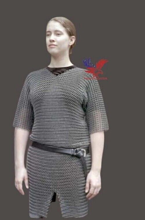 Medieval Chainmail Shirt Haubergeon, female chainmail shirt, Habergeon ...