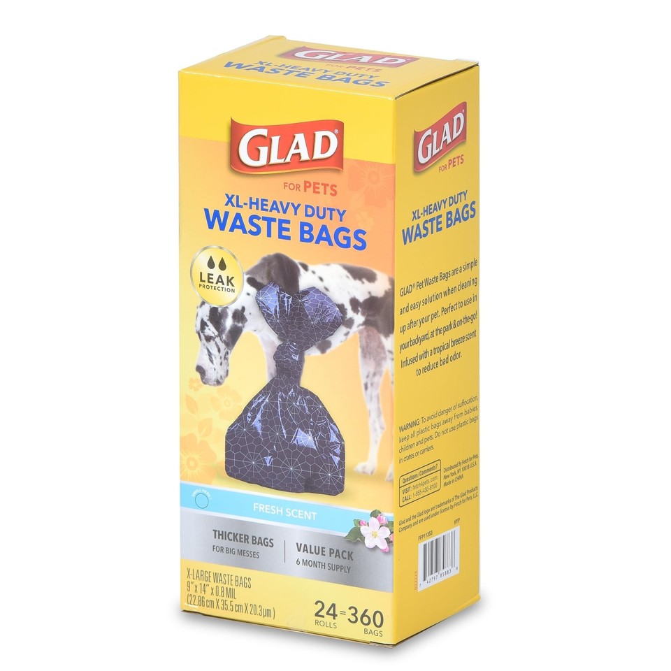 Glad Extra Large, Heavy Duty Scented Dog Waste Bags Value Pack - 360 ...