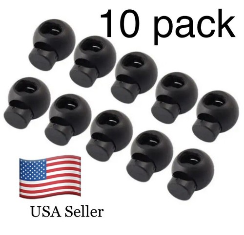 Round Ball Cordlock Cord Lock Toggles Stopper Stops Black (10 Pack) | eBay