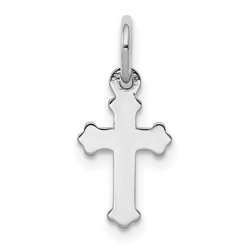 14k White Gold Polished Budded Mini Cross Charm Pendant 0.67 Inch | eBay