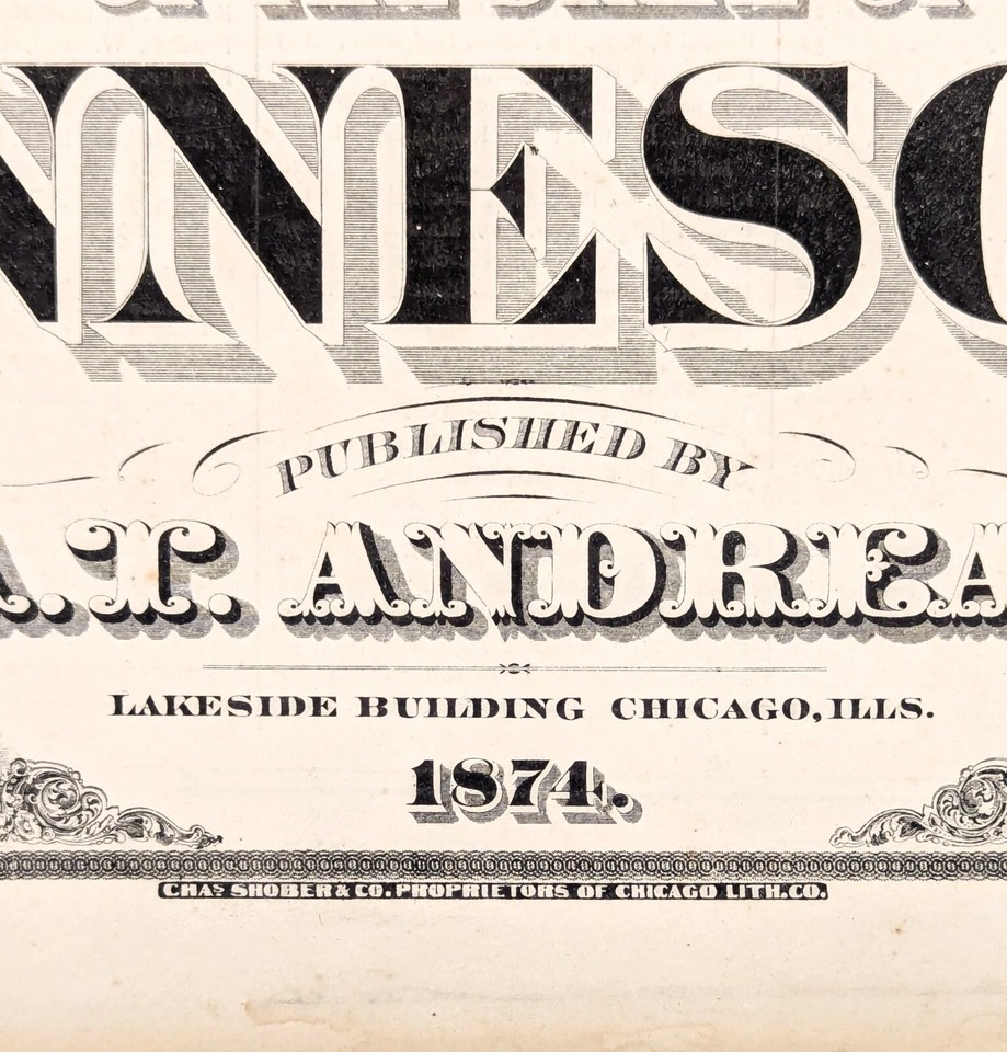 1874 Plat Map ALBERT LEA Township MINNESOTA ORIGINAL Freeborn County ...