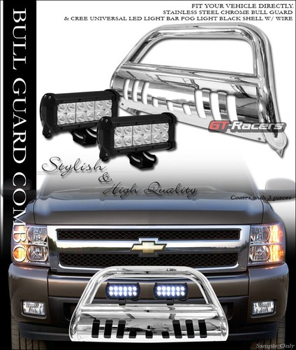Chrome Bull Bar Bumper Guard+36W CREE LED Light For 07+ Silverado ...