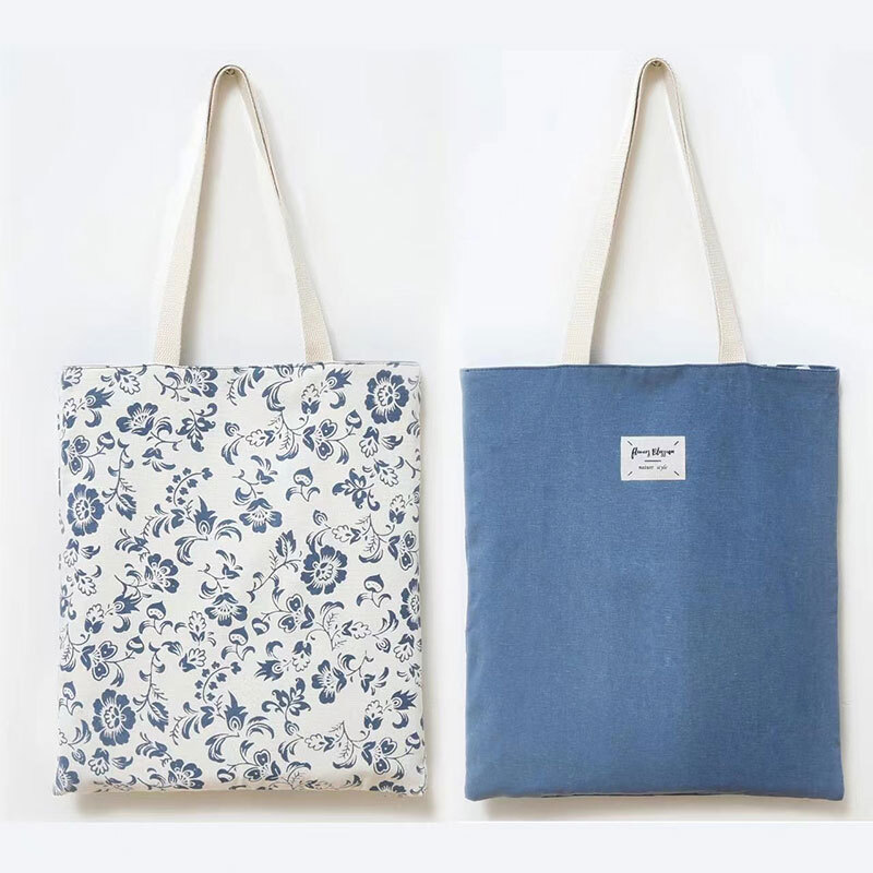 Women's Large Canvas Handbag Double Sided Shopping Bag Sundry Storage ...