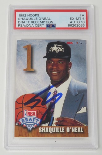 Shaquille O'Neal HOF Signed 1992 NBA Hoops Draft Redemption Rookie PSA ...