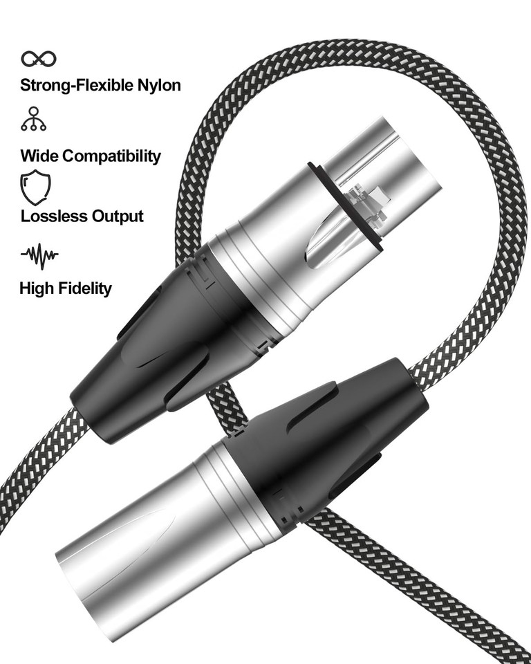 XLR Cables 50 ft 4 Pack, XLR Male and Female Cables with 3 Pin, Multi ...