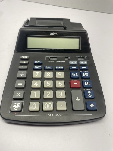 Ativa At-p1000 Printing Calculator 2 Color Ribbon Print L Display 12 ...