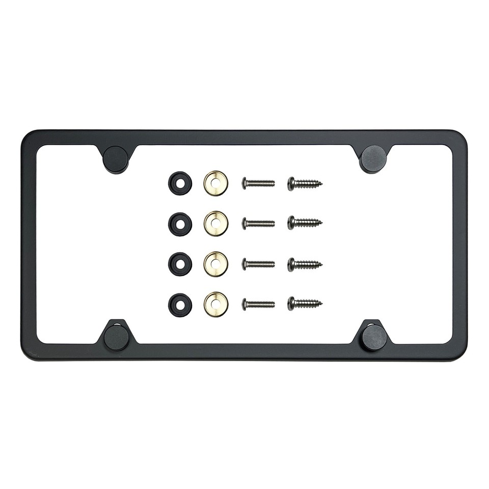 Car Truck License plate frame Stainless Steel with Metal screw caps 4 ...