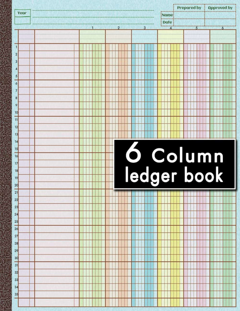 6 Column Ledger Book: Colorful 6 Column Accounting Ledger Book for ...