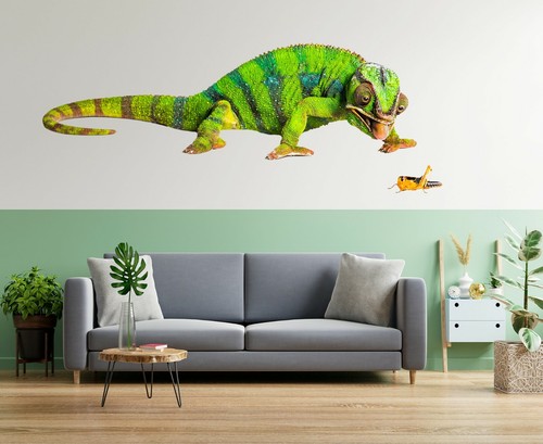3D Green Lizard O565 Animal Wallpaper Mural Poster Wall Stickers Decal ...
