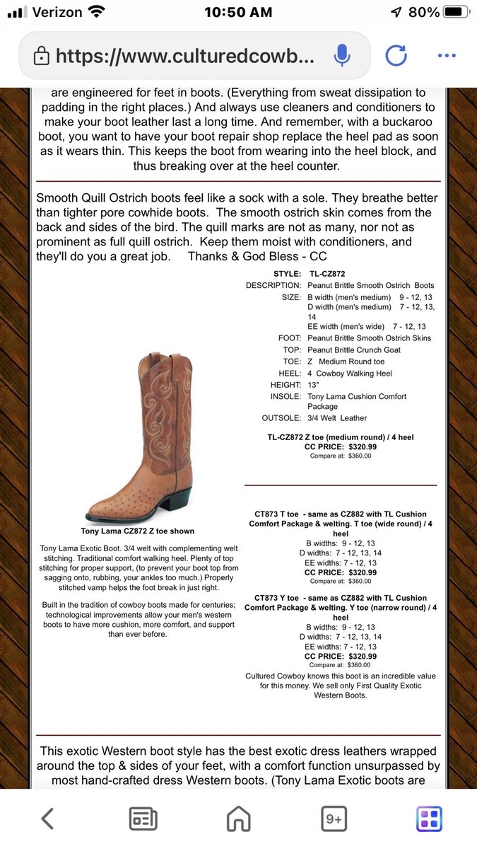 Cowboy Boot Size Guide