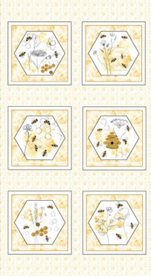 Honey Bee Fabric Royal Jelly Bees Honeycomb Cotton Blank Quilting 23 ...