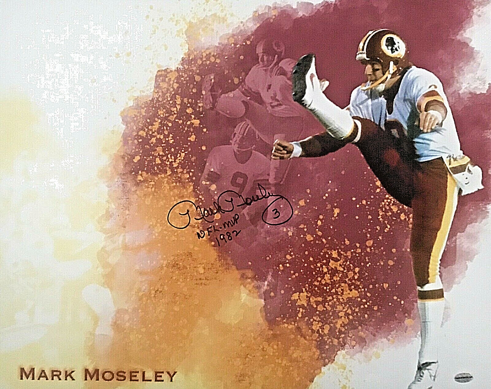 Mark Moseley Autographed Maroon Custom 16 x 20 Washington Redskins NFL ...