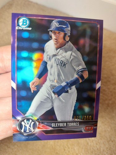 2018 BOWMAN CHROME GLEYBER TORRES PURPLE REFRACTER BASEBALL CARD BCP100 ...
