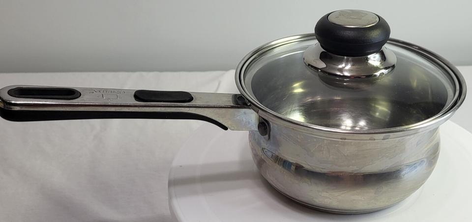 Oneida Immaculate 1 Qt Saucepan Pot With Glass Lid 18/10 Stainless ...