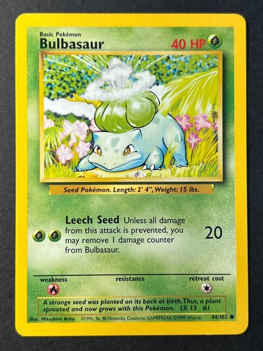 Bulbasaur 44/102 Base Set - Common - Pokemon Card TCG - WOTC Near Mint ...