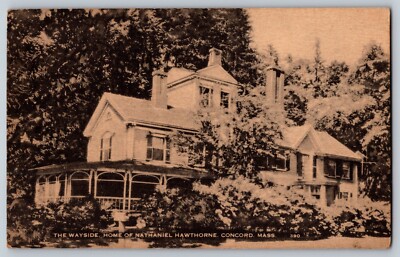 Postcard Massachusetts MA The Wayside Home of Nathaniel Hawthorne ...