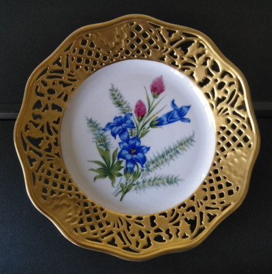 Vintage RF Austria Handgemalt Porcelain Reticulated Floral & Gilt ...