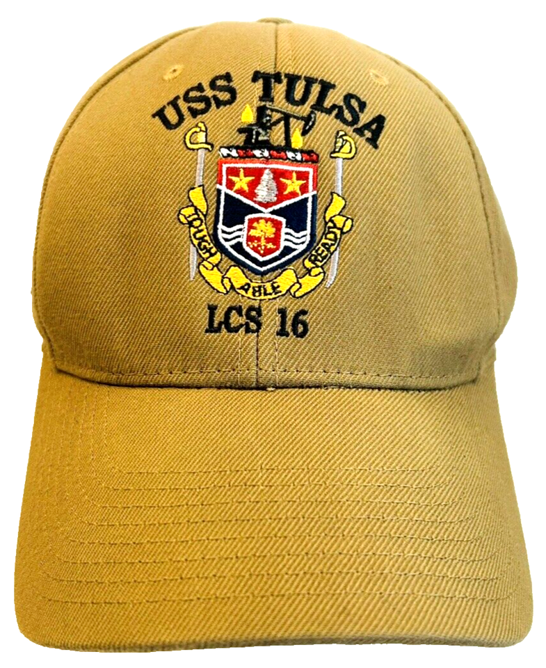 USS Tulsa LCS 16 Logo Khaki Beige NAVY Military USMC Hat Adjustable The ...