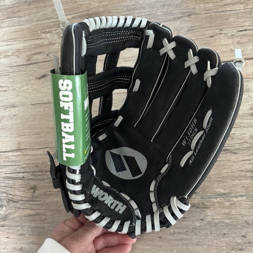 WORTH Softball Glove 13” Black All Leather Shell NEW Right Handed Throw ...