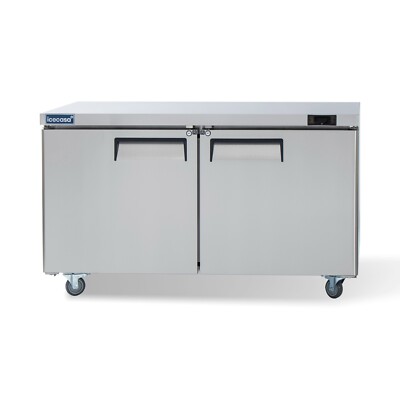 2 Door Undercounter Refrigerator, ICECASA 60" Commercial Lowboy Worktop ...