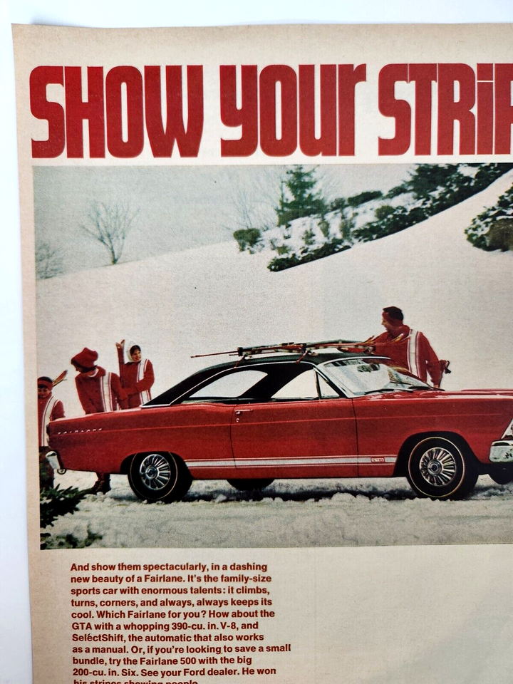 Ford Fairlane GT Car Vintage 1967 Ad Magazine Print Automobile | eBay