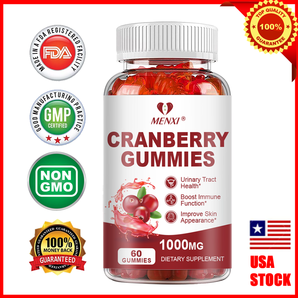 Cranberry Gummies 1000mg - UTI Cystitis, Supports Urinary System ...