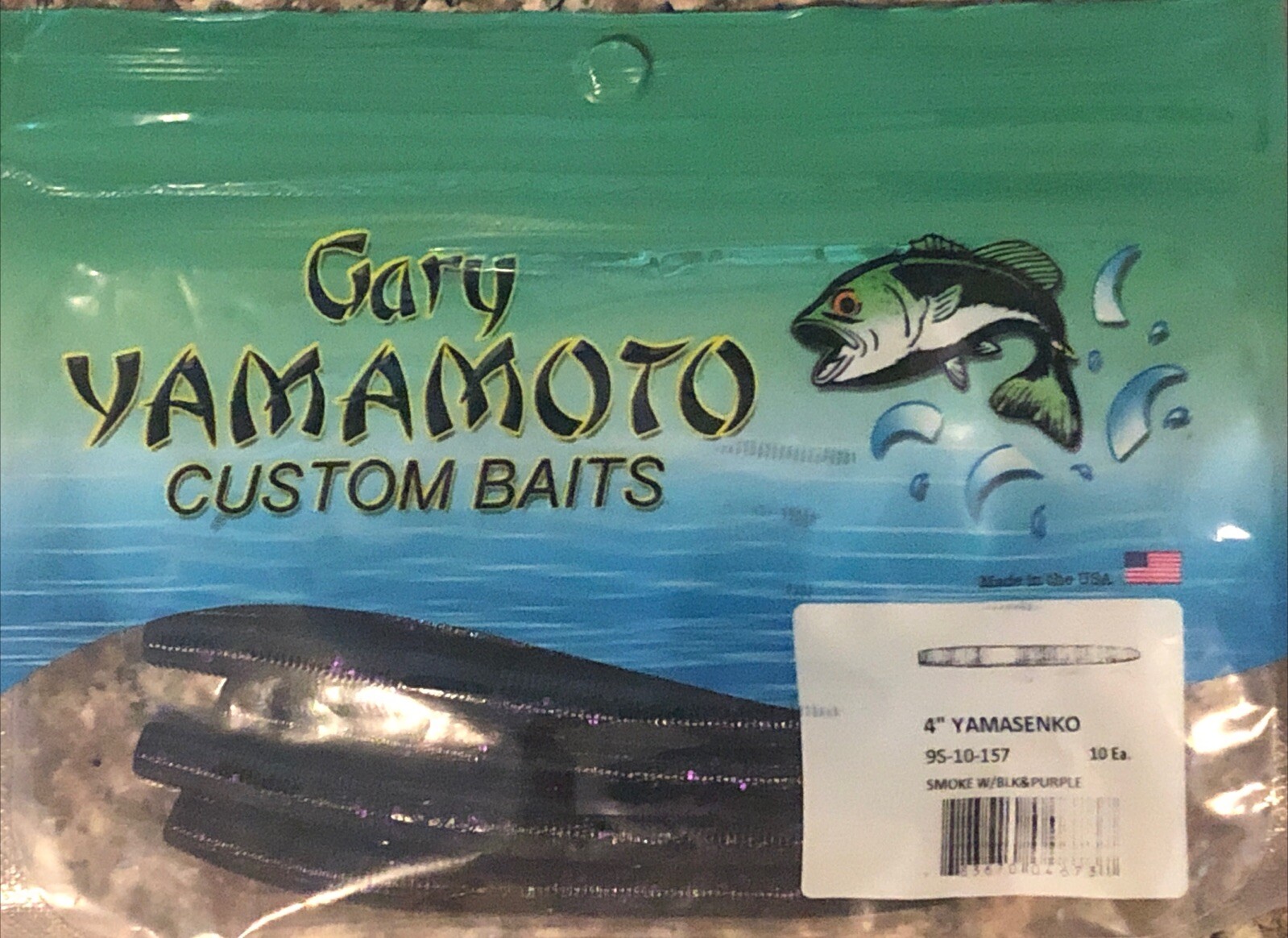Gary Yamamoto 4” Yamasenko Smoke w Black & Purple 10-Pack Custom Baits ...