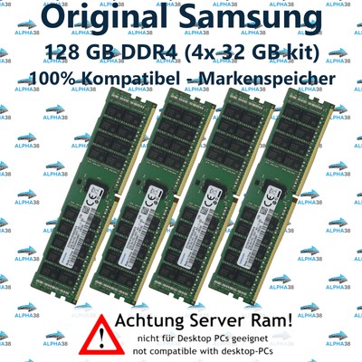 128 GB (4x 32GB) Rdimm ECC Reg DDR4-2400 Supermicro H11DSI-NT H11DST-B ...