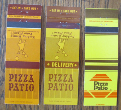 PIZZA PATIO RESTAURANT MATCHBOOK COVERS: ONTARIO, CANADA MATCHCOVERS ...