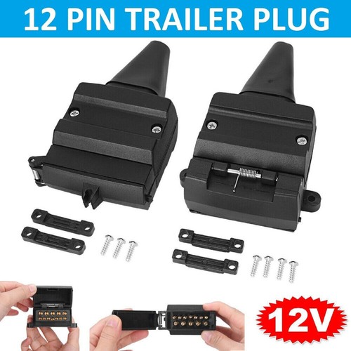 12 Pin Flat Trailer Plug Connector Socket Male & Female Caravan Camper ...