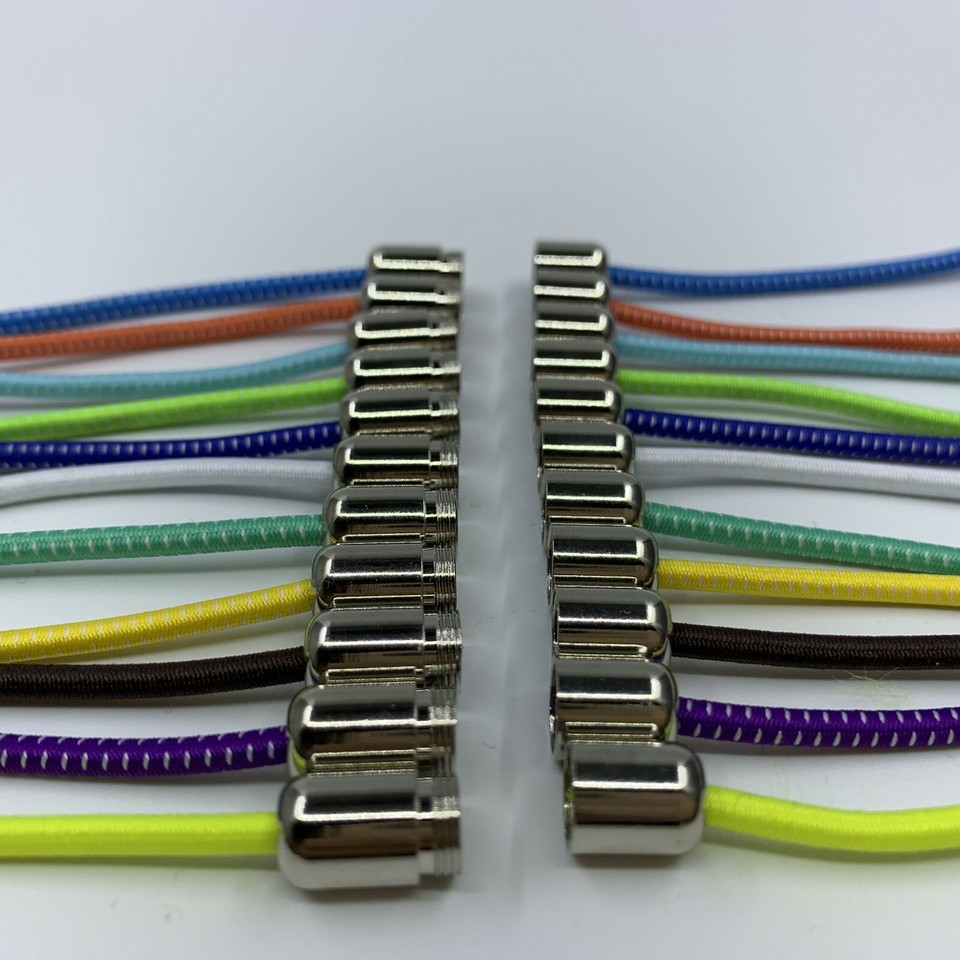 2 Pair Easy No Tie Tieless Elastic Lock Laces Shoe Laces Strings for ...