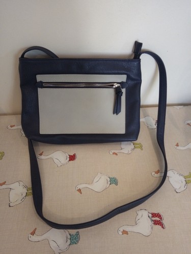 Marks and Spencers M&S Collection BLUE Navy GREY LADIES Shoulder Bag ...