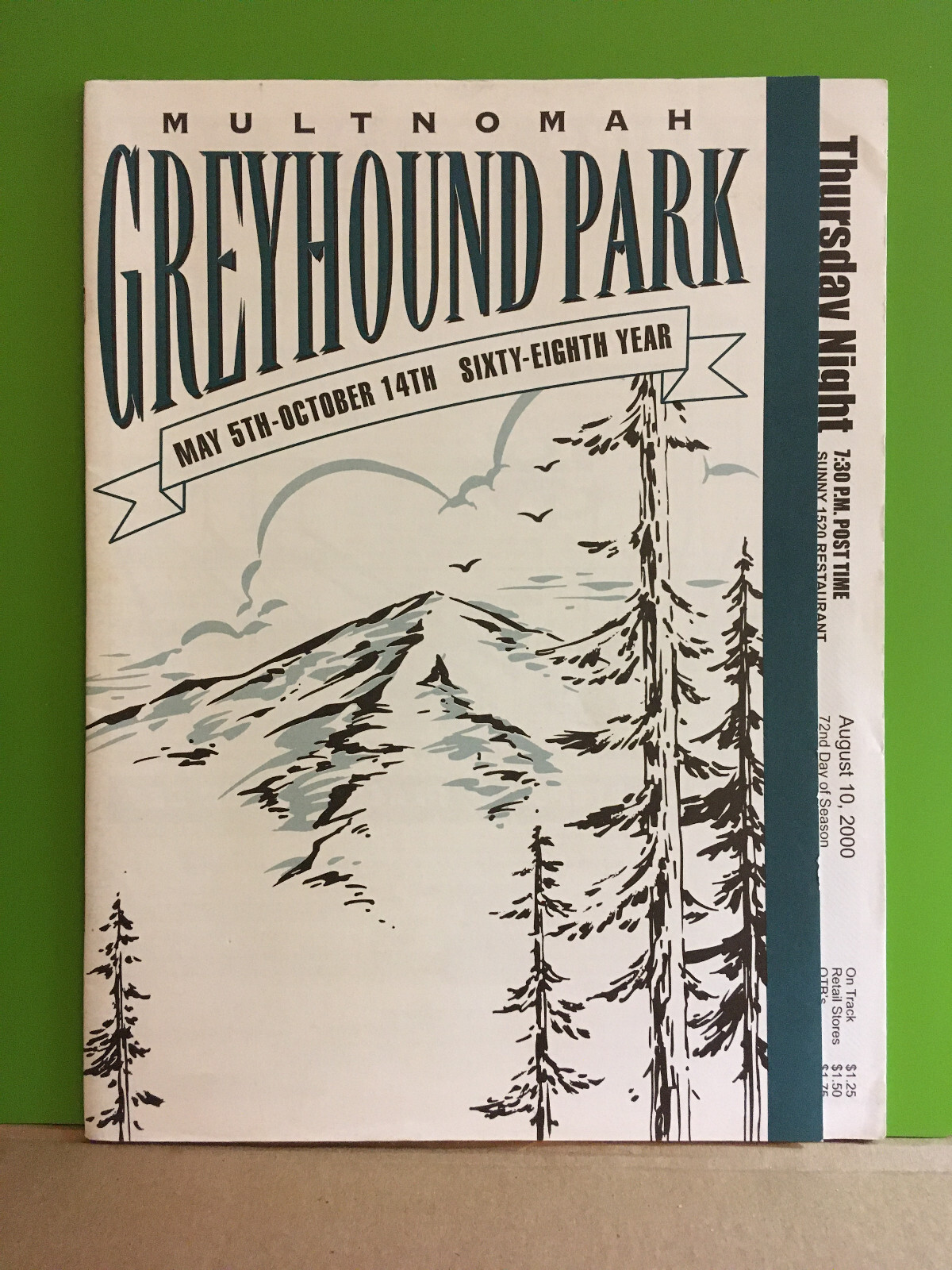 Y2K Multnomah Greyhound Park Racing Program, Full Size, listing goes ...