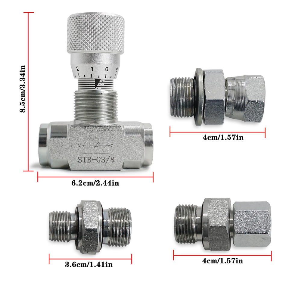 Hydraulic Flow Control Valve - STB-G3/8 - Mini Excavator - AGT - USA-3/ ...