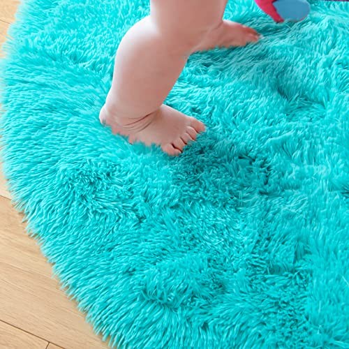 junovo Round Rug 5x5 Feet Fluffy Soft Area Rugs for Kids Girls Room ...
