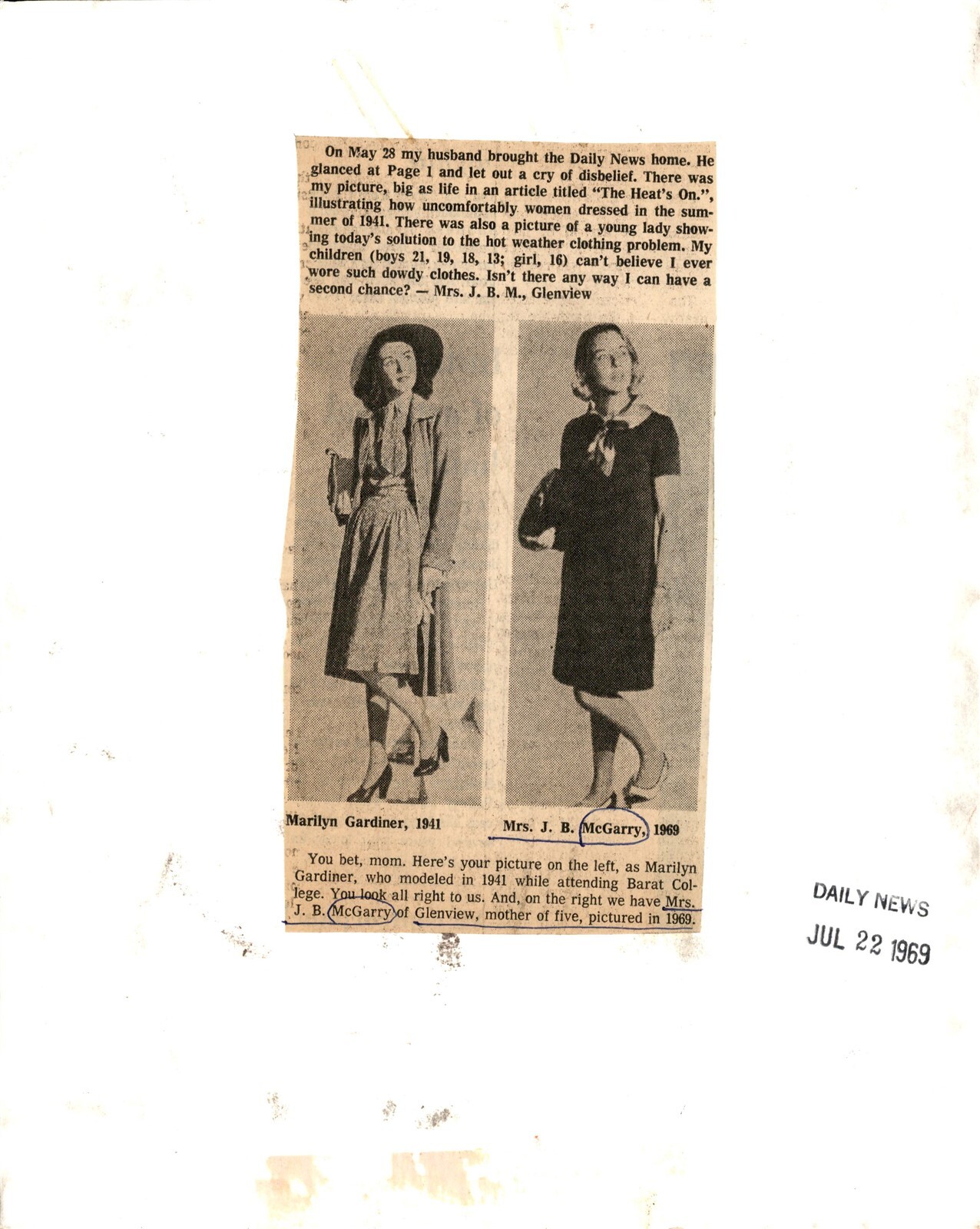 LD300 1969 Original Photo CHIC WOMEN'S FASHION MODEL BY MOTHER MRS J.B ...