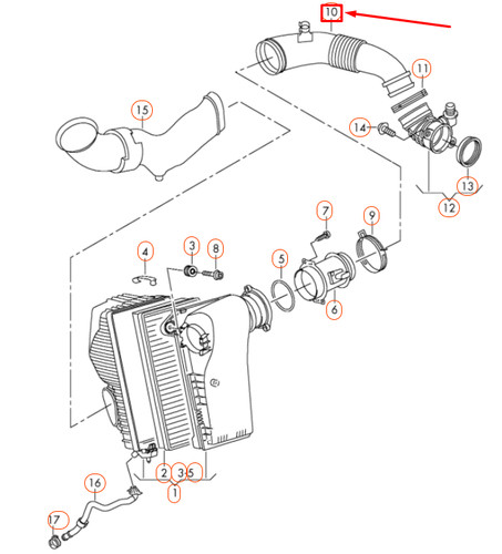 NEW VOLKSWAGEN TOUAREG 7P AIR INTAKE HOSE 7P0129627E ORIGINAL NO DUTY ...